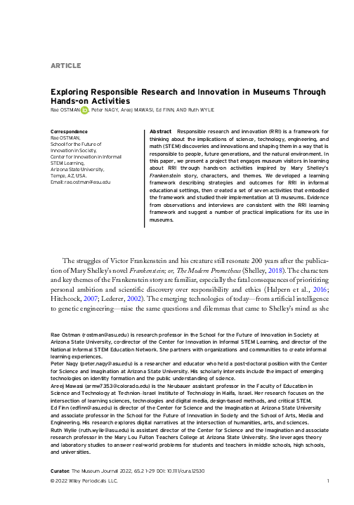 (PDF) Exploring Responsible Research and Innovation in Museums Through ...