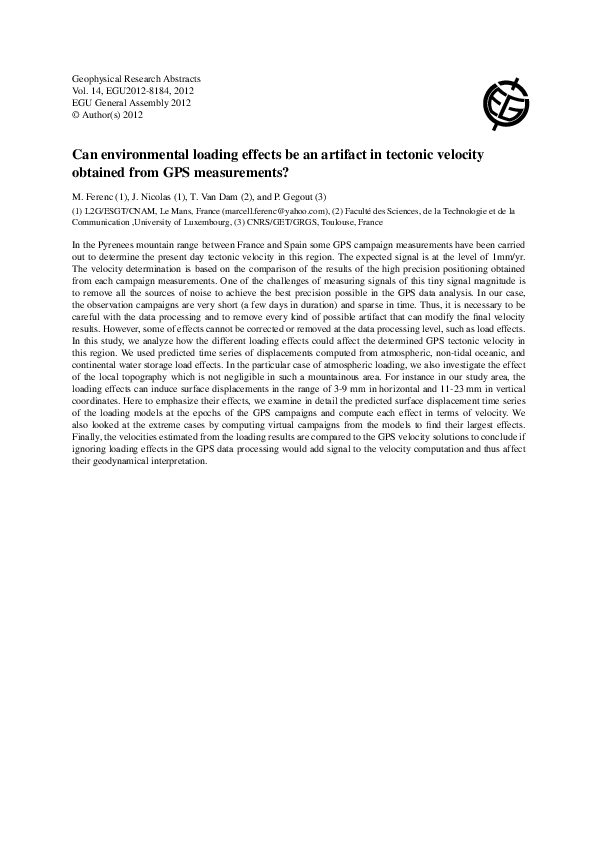 (PDF) Can environmental loading effects be an artifact in tectonic ...