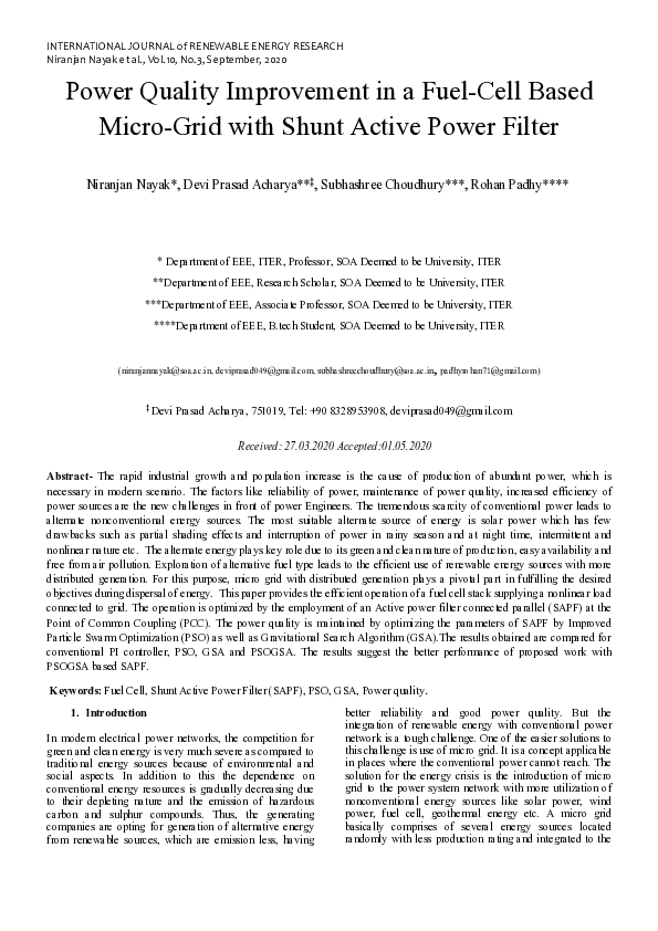 (PDF) Power Quality Improvement in a Fuel-Cell Based Micro-Grid with ...