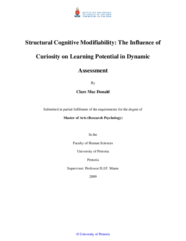 (PDF) Structural cognitive modifiability : the influence of curiosity ...