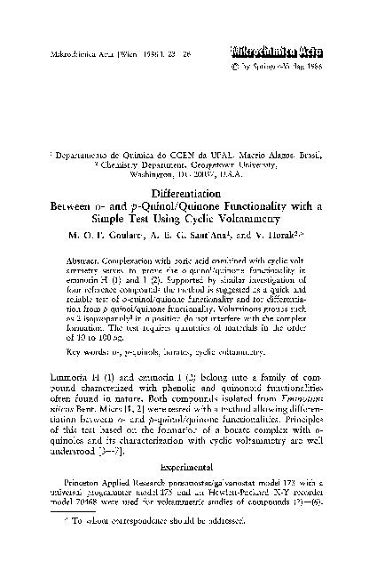 (PDF) Differentiation between o- and p-quinol/quinone functionality ...