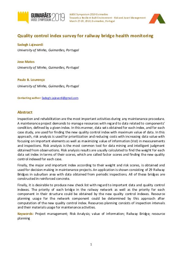(PDF) Quality control index survey for railway bridge health monitoring