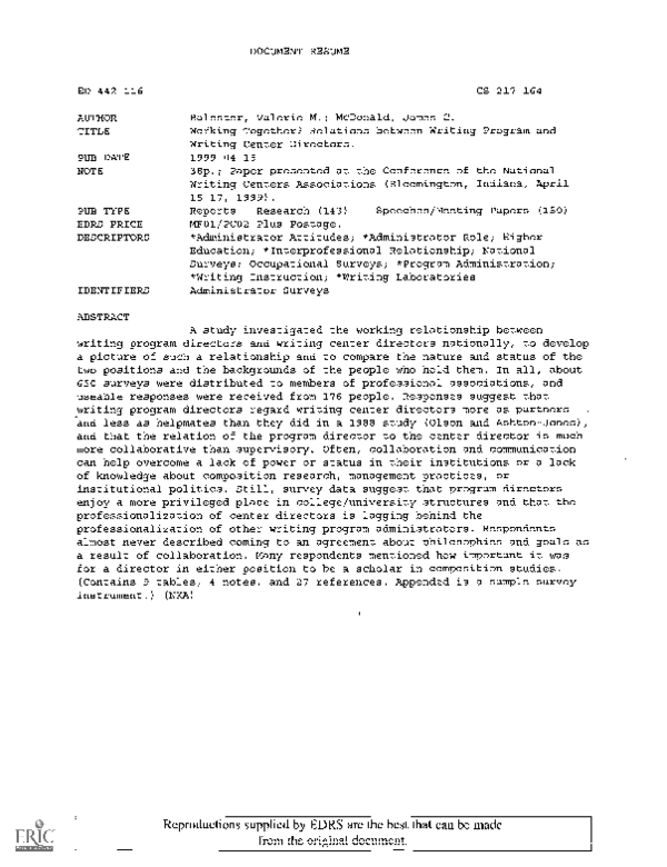 (PDF) Working Together? Relations between Writing Program and Writing ...