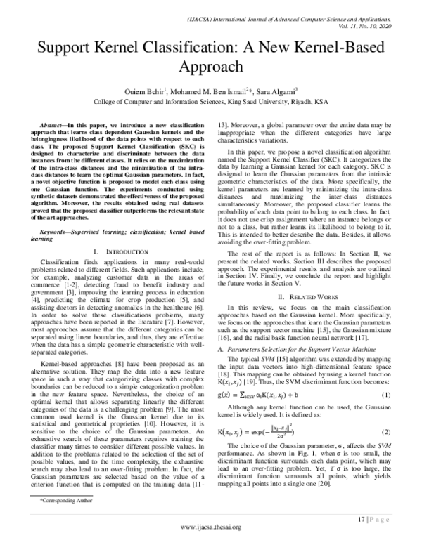 (PDF) Support Kernel Classification for Effective Learning