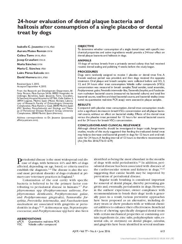 (PDF) 24-HOUR Evaluation of Dental Plaque Bacteria and Halitosis After ...