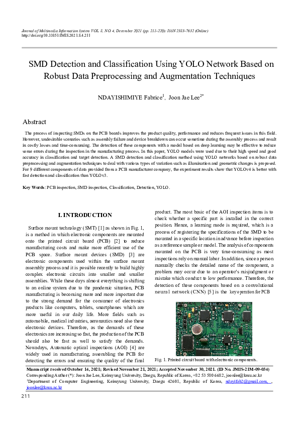 (PDF) SMD Detection and Classification Using YOLO Network Based on Robust Data Preprocessing and ...