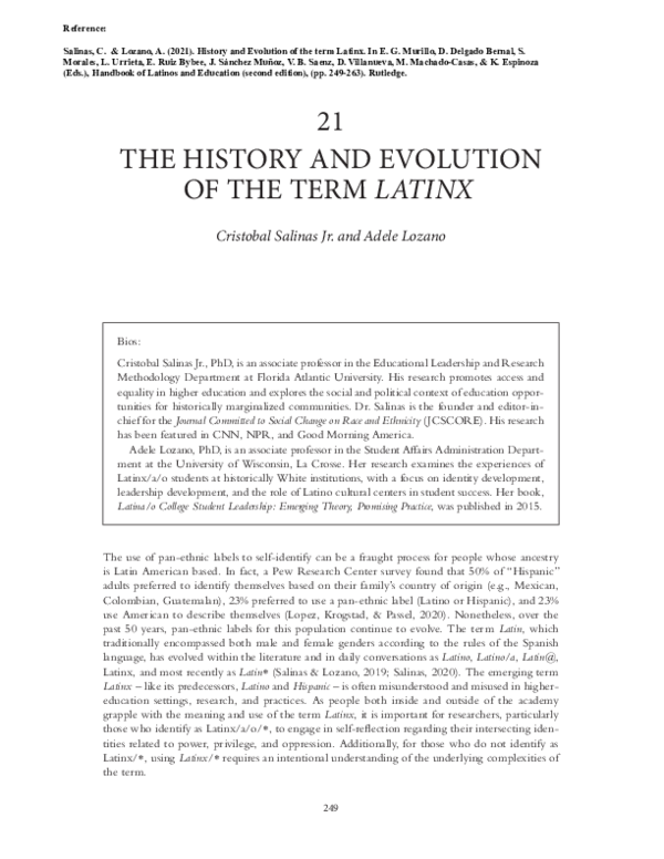 (PDF) The History and Evolution of the Term Latinx | Adele Lozano ...