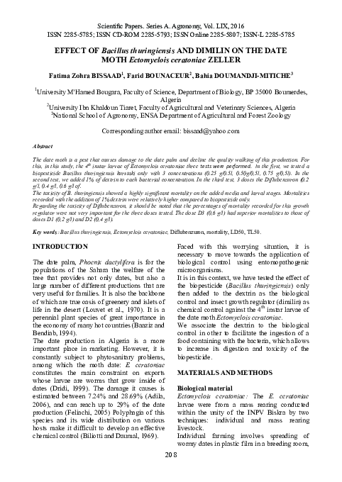 (PDF) EFFECT OF Bacillus thuringiensis AND DIMILIN ON THE DATE MOTH ...