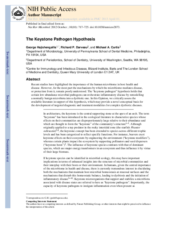 (PDF) The keystone-pathogen hypothesis