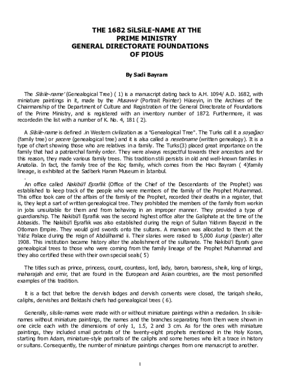 (PDF) THE 1682 SiLSiLE-NAME AT THE PRIME MINISTRY GENERAL DIRECTORATE ...