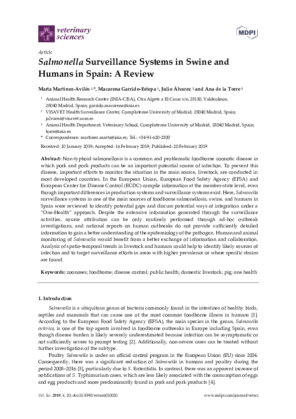 (PDF) Salmonella Surveillance Systems in Swine and Humans in Spain: A ...