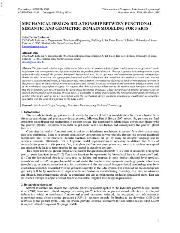 (PDF) Mechanical Design: Relationship Between Functional Semantic and ... (PDF) Mechanical Design: Relationship Between Functional Semantic and ...