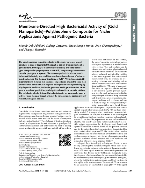 (PDF) Membrane-Directed High Bactericidal Activity of (Gold ...