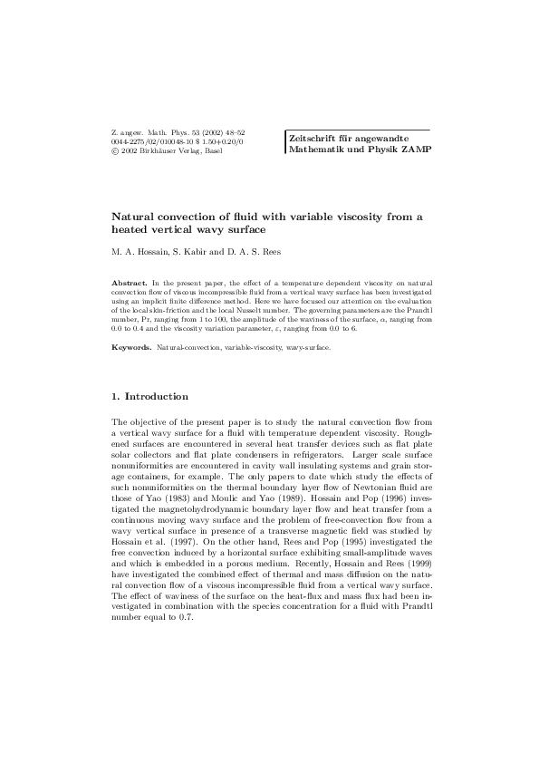 (PDF) Natural convection of fluid with variable viscosity from a heated ...