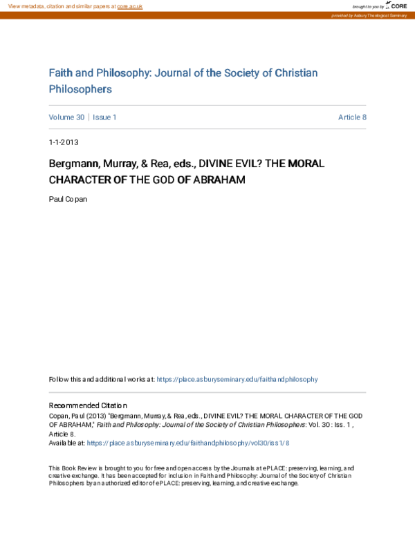 (PDF) Michael Bergmann, Michael J. Murray, and Michael C. Rea, eds ...