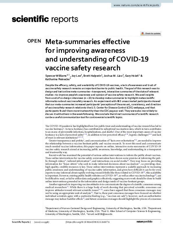 (PDF) Meta-summaries effective for improving awareness and ...