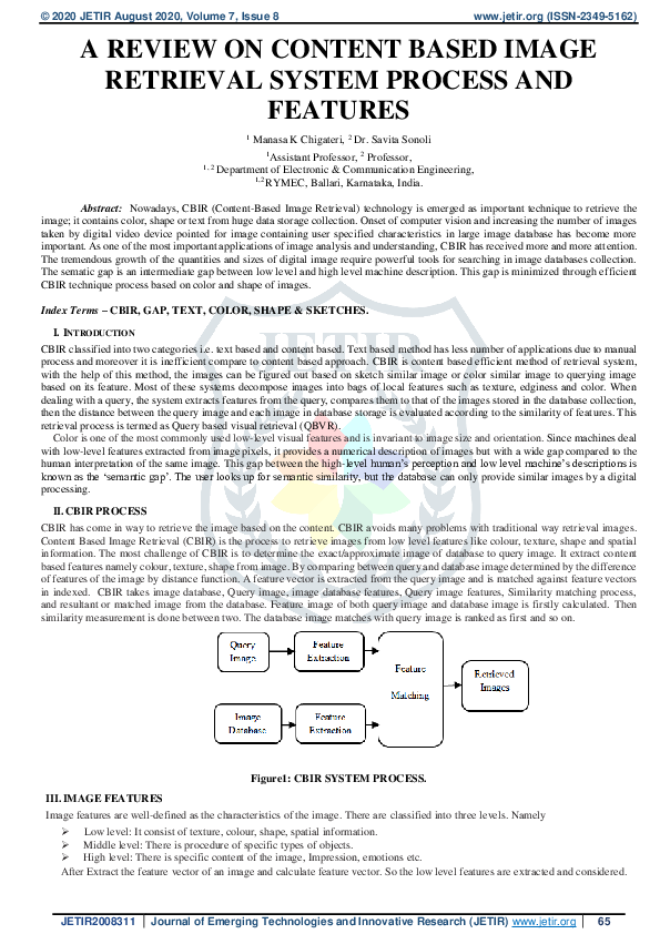 (PDF) A Review on Content Based Image Retrieval System Process and Features