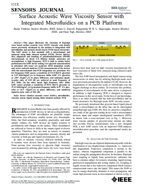 (PDF) Surface Acoustic Wave Viscosity Sensor with Integrated ...