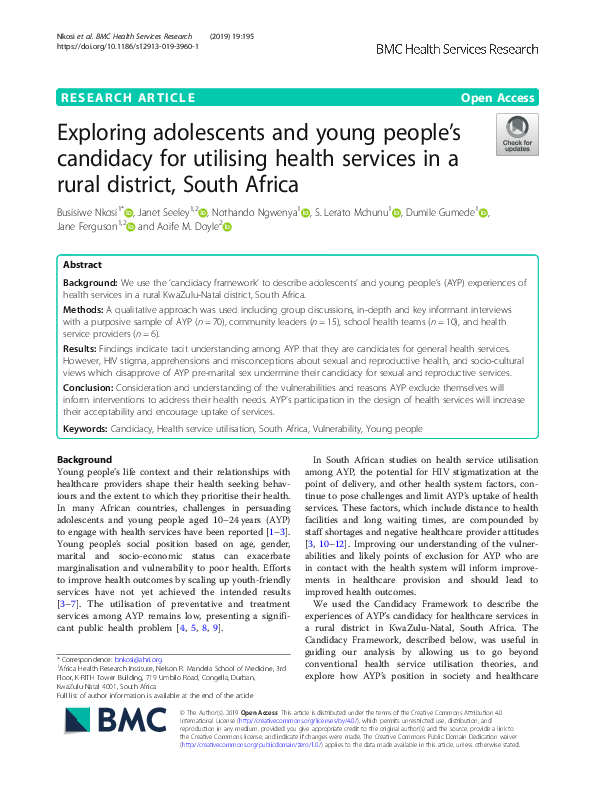 (PDF) Exploring adolescents and young people’s candidacy for utilising ...