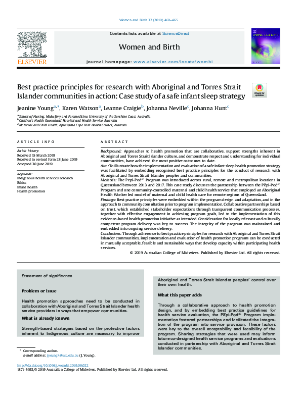 (PDF) Best practice principles for research with Aboriginal and Torres ...