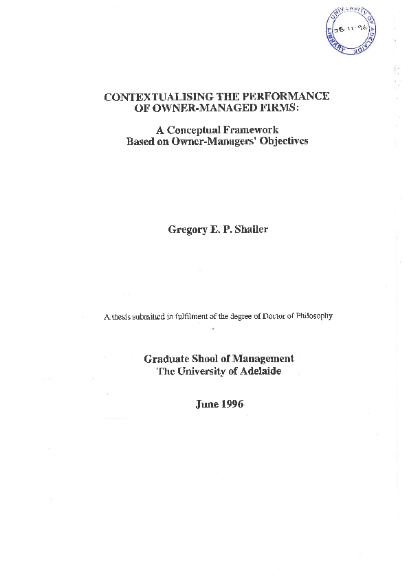 (PDF) Framework for Owner-Managed Firm Performance