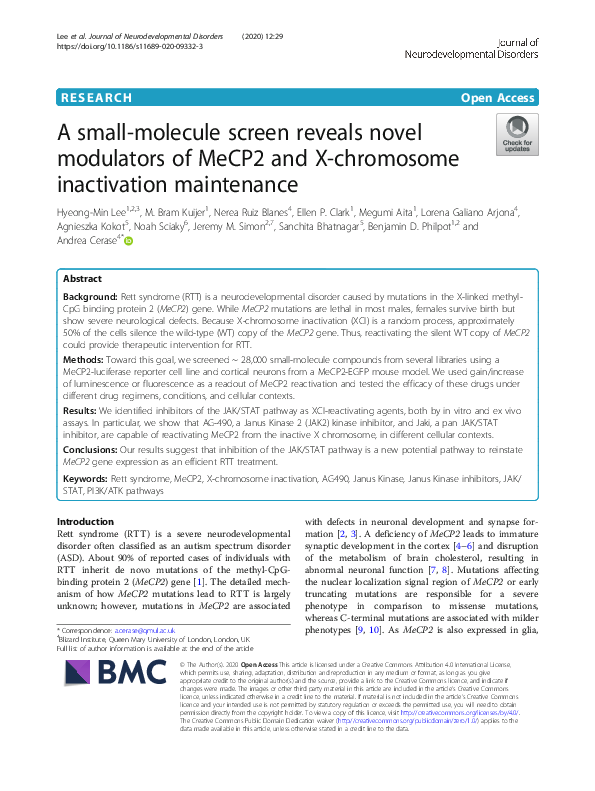(PDF) A small-molecule screen reveals novel modulators of MeCP2 and X ...