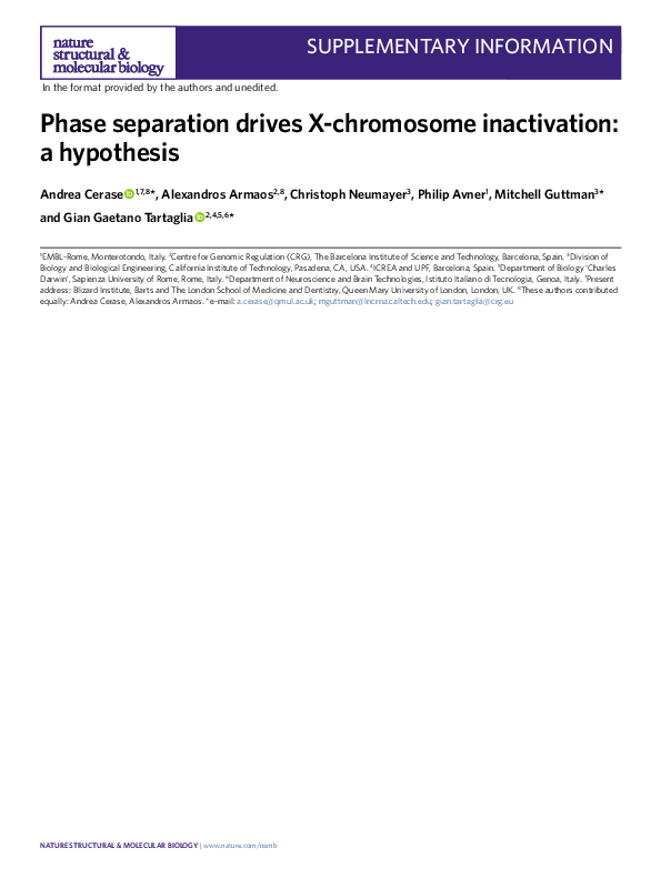 (PDF) Phase separation drives X-chromosome inactivation: a hypothesis