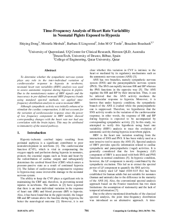 (PDF) Time-frequency analysis of heart rate variability