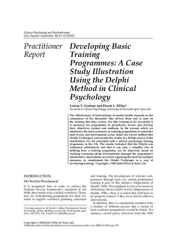 (PDF) Developing basic training programmes: a case study illustration using the Delphi method in ...