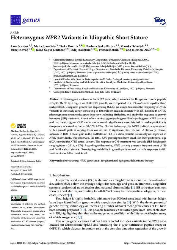(PDF) Heterozygous NPR2 Variants in Idiopathic Short Stature