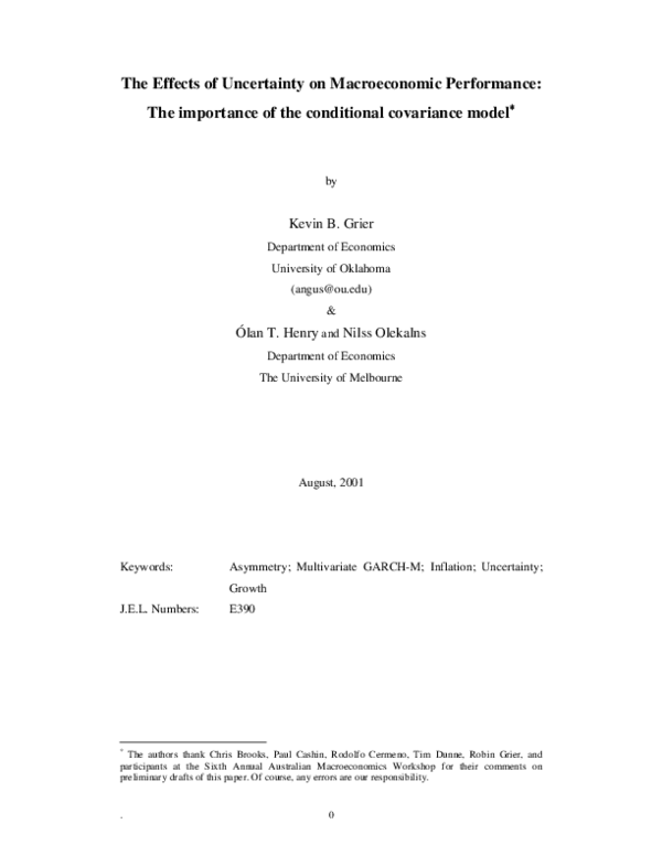 (PDF) The Effects of Uncertainty on Macroeconomic Performance: The ...