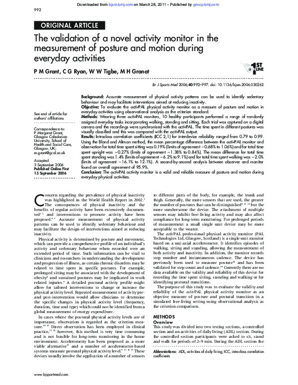 (PDF) The validation of a novel activity monitor in the measurement of ...