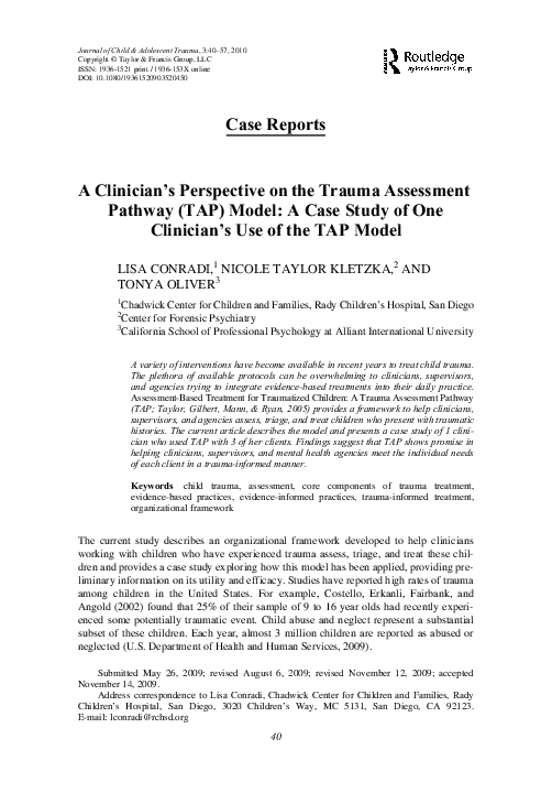 (PDF) A Clinician’s Perspective on the Trauma Assessment Pathway (TAP ...