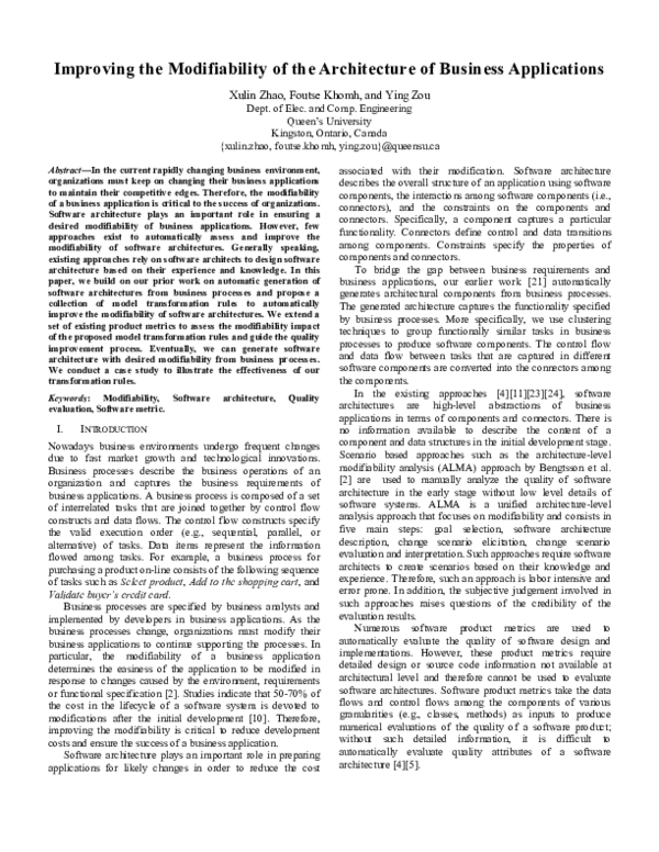 (PDF) Improving the Modifiability of the Architecture of Business ...
