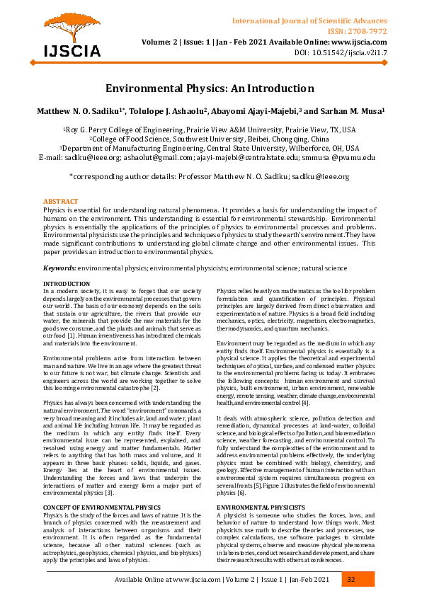 (PDF) Environmental Physics: An Introduction