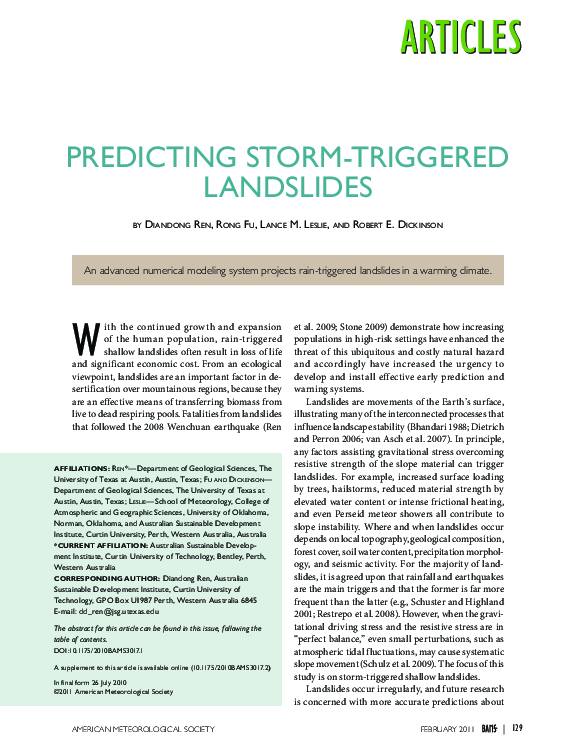 (PDF) Predicting Storm-triggered Landslides