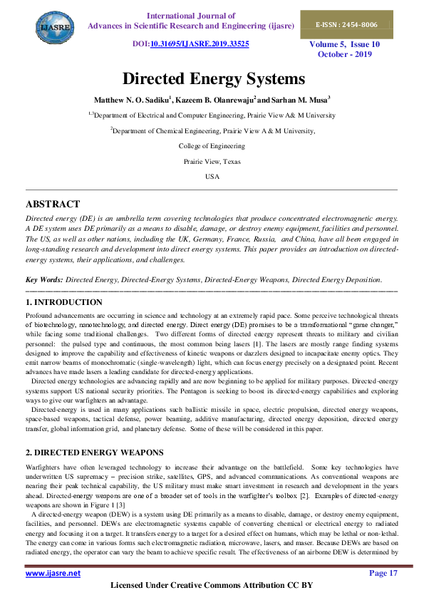 (PDF) Directed Energy Systems