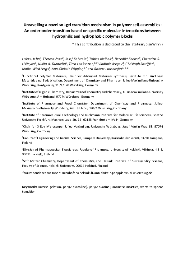(PDF) Novel Sol-Gel Transition in Polymer Assemblies