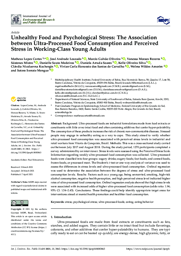 (PDF) Unhealthy Food and Psychological Stress: The Association between ...