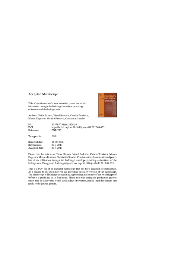 (PDF) Consideration of a new extended power law of air infiltration ...