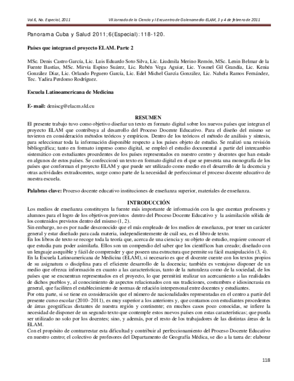 (PDF) Países que integran el proyecto ELAM. Parte 2