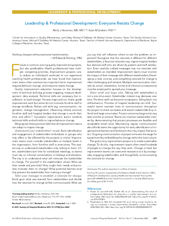 (PDF) Leadership Professional Development: Everyone Resists Change