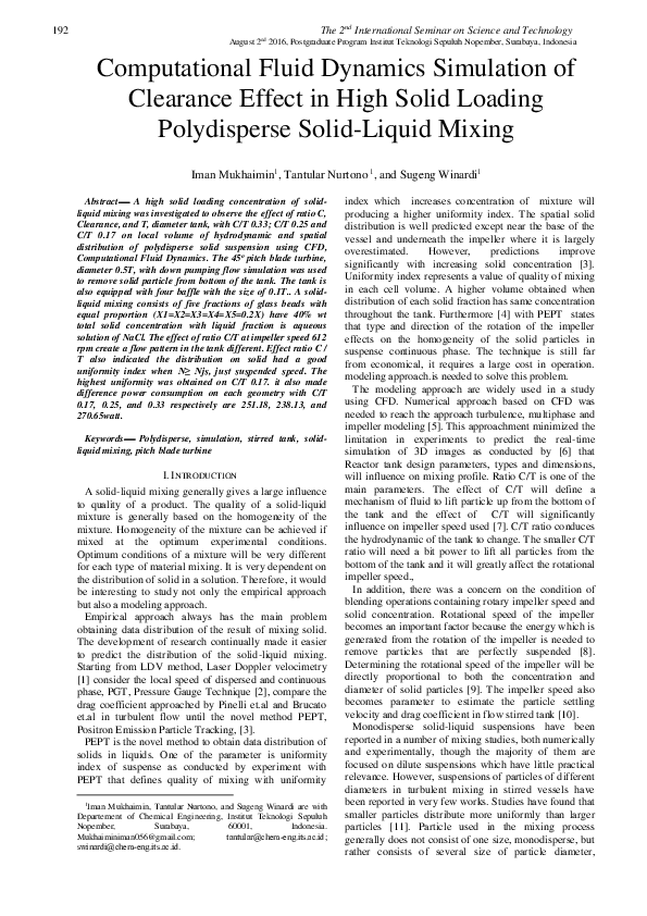 (PDF) Computational Fluid Dynamics Simulation of Clearance Effect in High Solid Loading ...