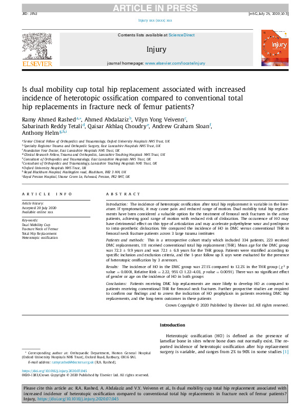 (PDF) Is dual mobility cup total hip replacement associated with ...