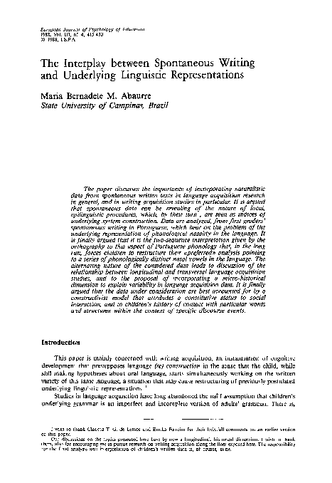 (PDF) The interplay between spontaneous writing and underlying ...