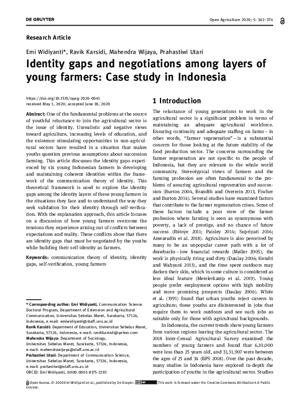 (PDF) Identity gaps and negotiations among layers of young farmers: Case study in Indonesia