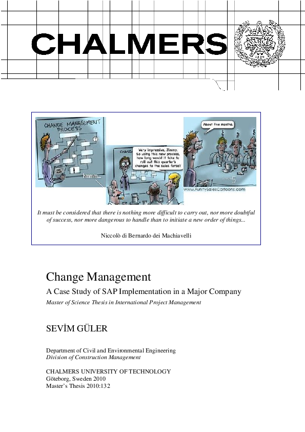(PDF) Change Management A Case Study of SAP Implementation in a Major ...