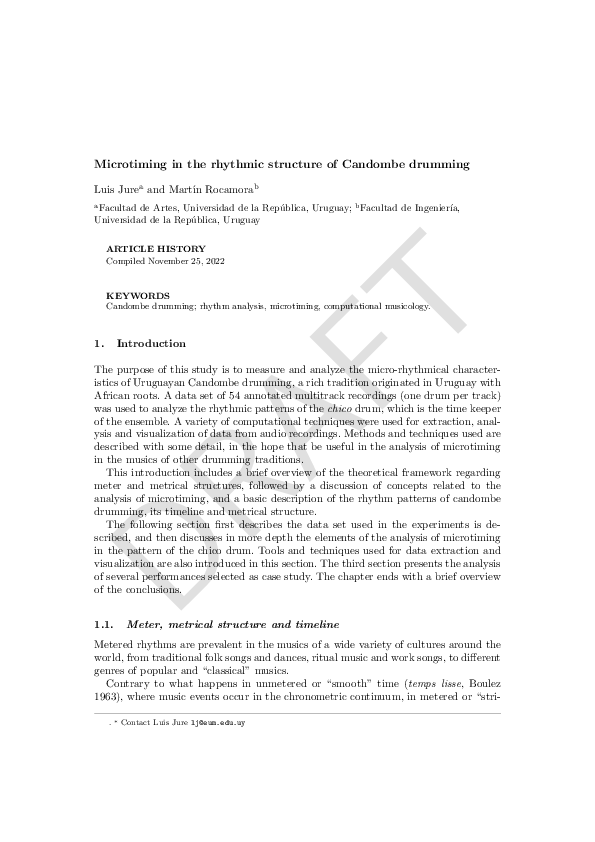 (PDF) Microtiming in the rhythmic structure of Candombe drumming