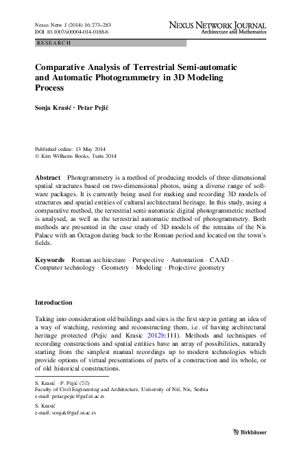 (PDF) Comparative Analysis of Terrestrial Semi-automatic and Automatic Photogrammetry in 3D ...