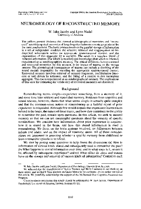 (PDF) Neurobiology of reconstructed memory
